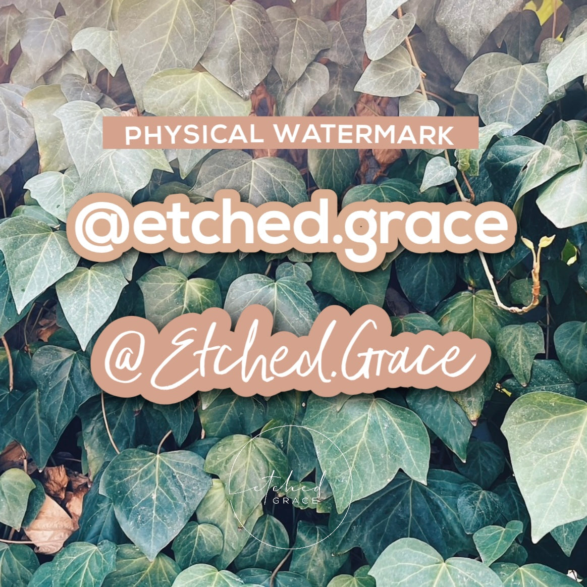 Wood & Acrylic Physical Watermark – Etched Grace